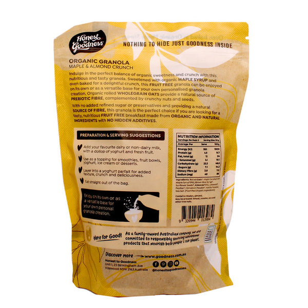Organic Granola - Maple & Almond Crunch 450g | The Original Organic Co.